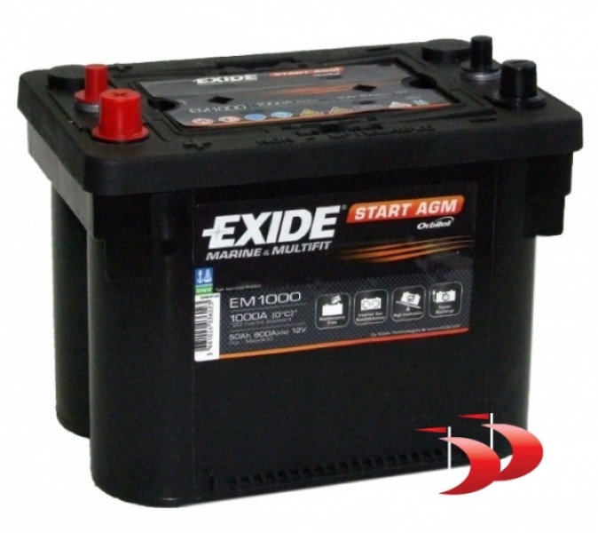 Exide Marine EM1000 50 AH 800 EN #390596 | www.PadanguParduotuve.lt